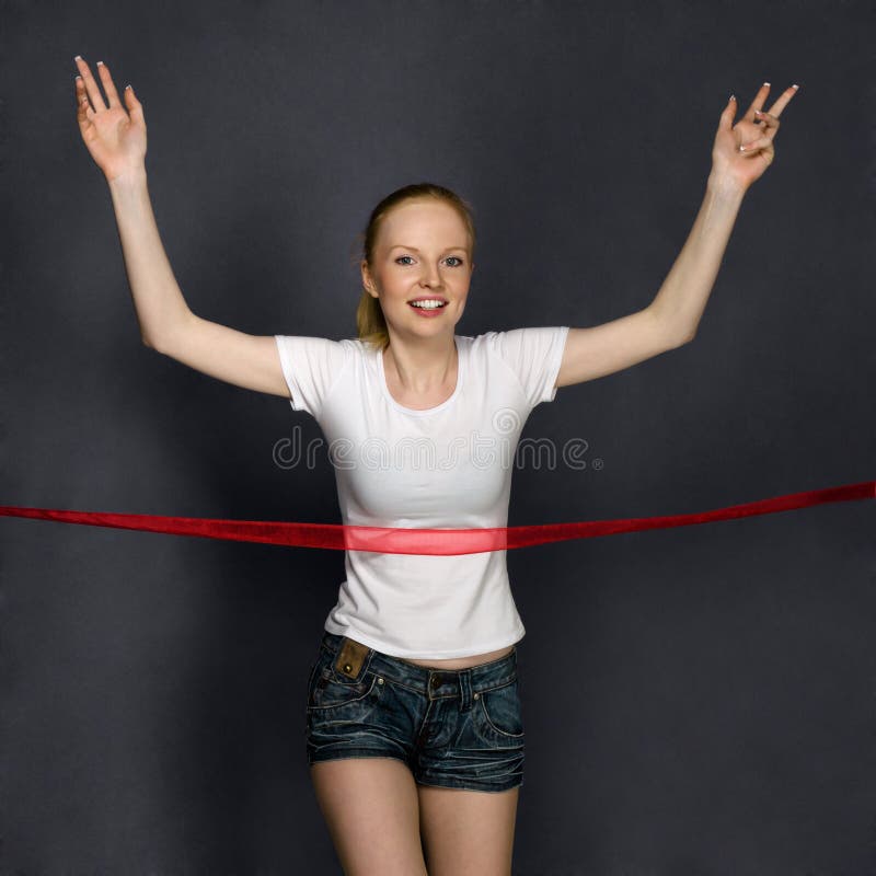 Girl finished first stock image. Image of people, competition - 18755167