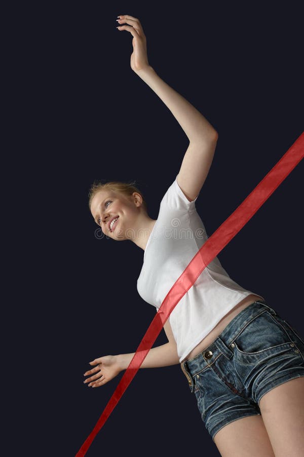 Girl finished first stock photo. Image of active, person - 18888272