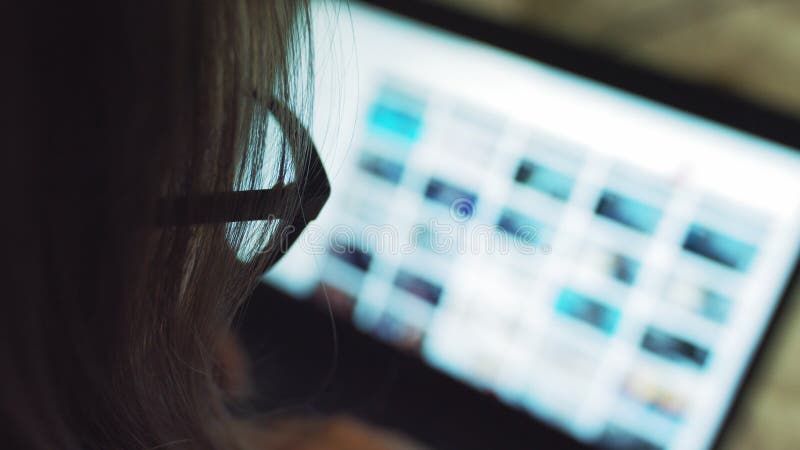 Girl Finishes His Research of Computer Study. Concept of Perseverance ...