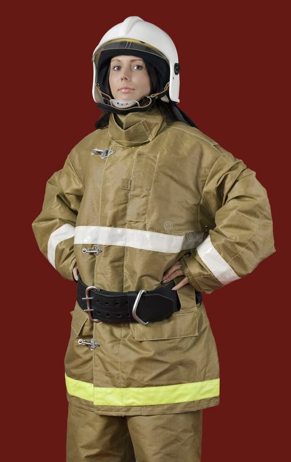 Girl in fireman uniform stock photo. Image of fighter - 13330994