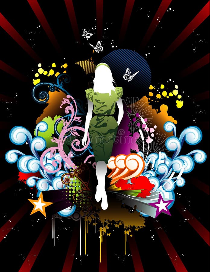 Girl floral vector stock vector. Illustration of fashion - 5219539