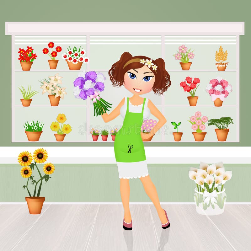 Florist stock illustration. Illustration of shop, closed - 42129274