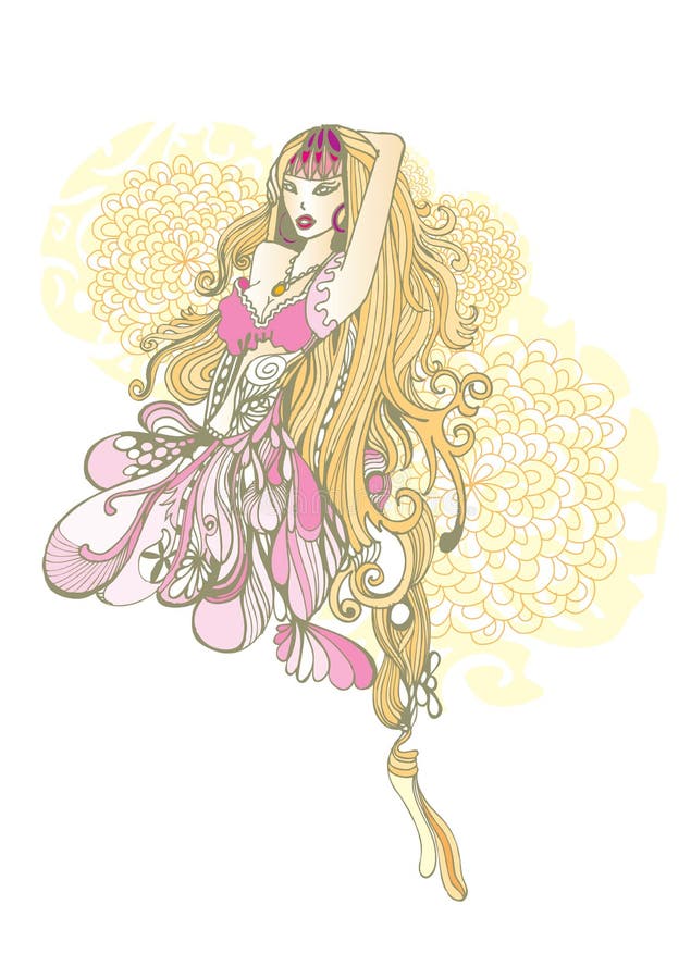 Girl fly drawing stock vector. Illustration of abstract - 44885640