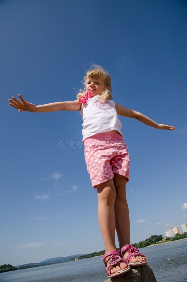 Girl with flying gesture stock photo. Image of person - 60492614