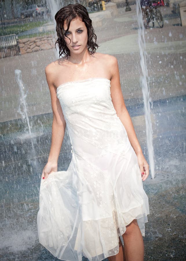 Girl in Fountain stock image. Image of intense, drop - 10657301