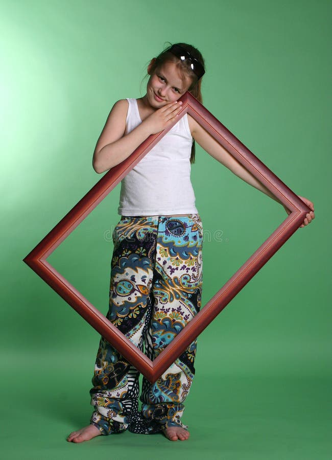Girl with frame stock photo. Image of frame, smiling - 10599556
