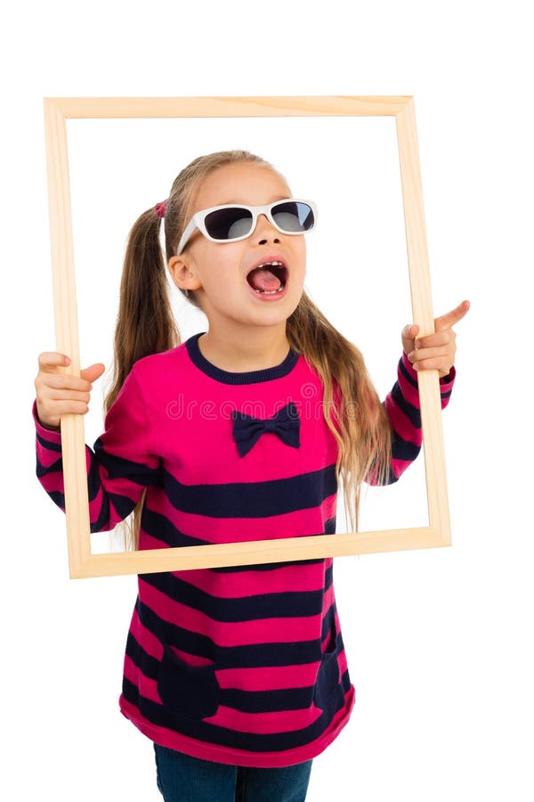 Girl and a Frame stock image. Image of child, rectangle - 38147899