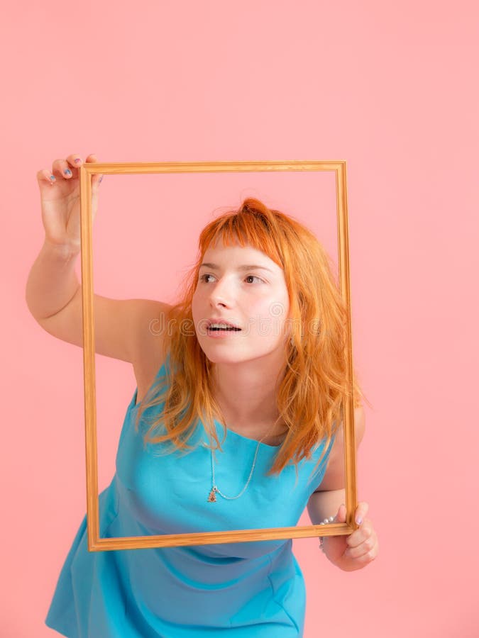 Girl in a frame stock photo. Image of fashion, women - 235539538