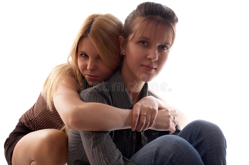 Two Sisters or Female Friends in a Close Embrace Stock Photo - Image of ...