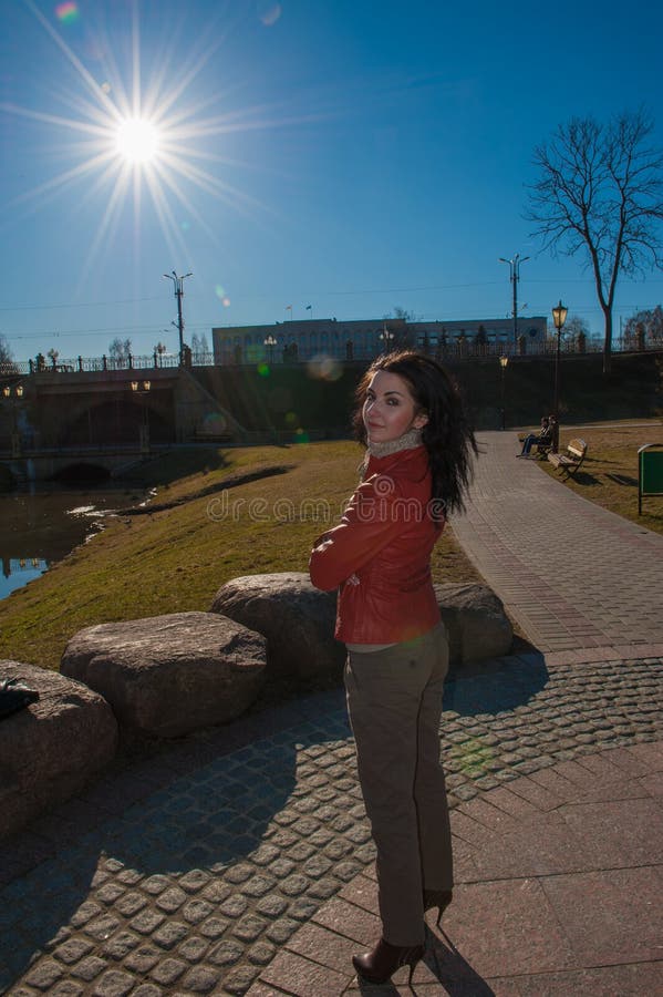 The Girl in Front of the Shining Sun. Shining Sun a Girl is Glad To the ...