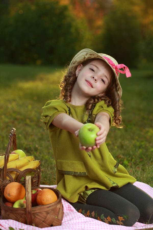Girl with fruit stock photo. Image of daughter, face - 23371924