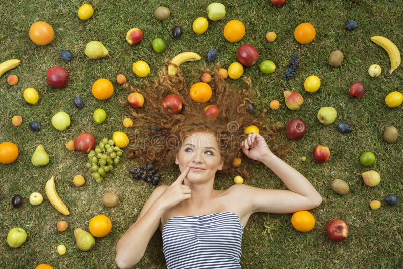 Girl with fruit stock image. Image of cheerful, care - 26692647