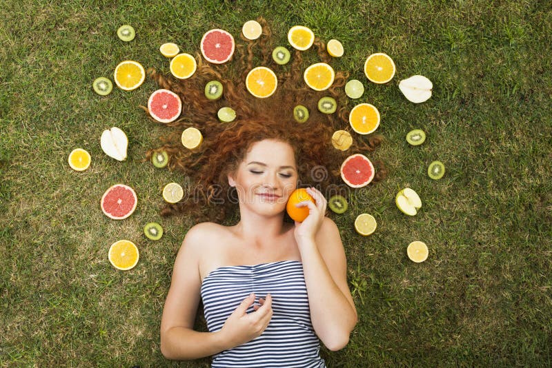 Girl with fruit stock image. Image of beauty, fruit, healthcare - 26692739