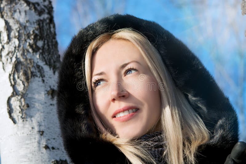 Girl Fur Coat Birches Stock Photos - Free & Royalty-Free Stock Photos ...