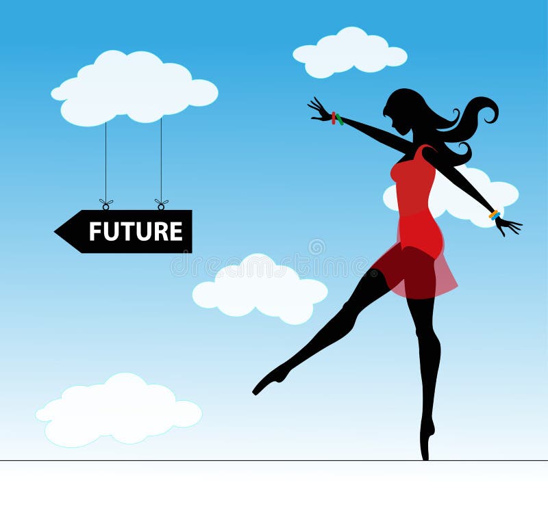 Girl and the future stock vector. Illustration of silhouette - 35122217