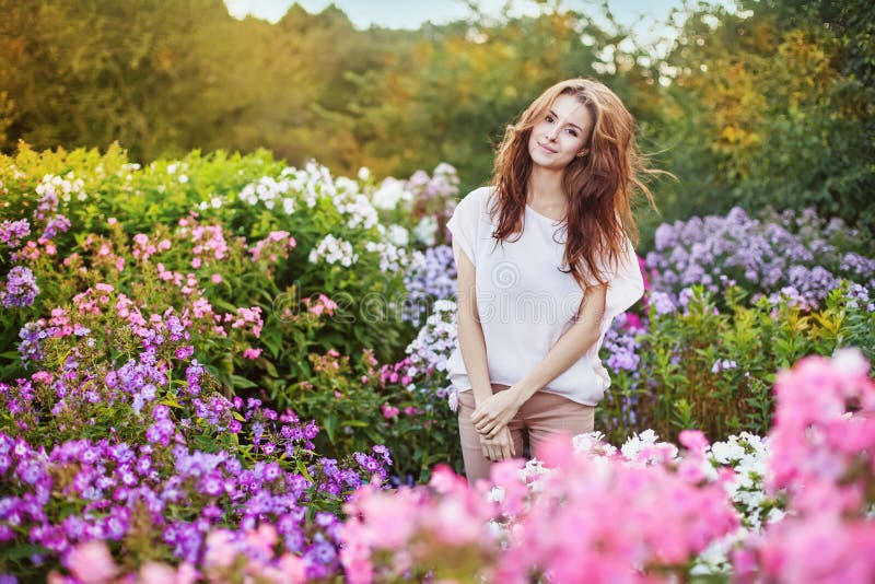 Girl Sitting In The Garden Stock Image Image Of Fashion 61740581