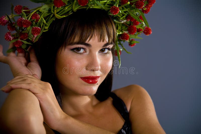 Girl with garland stock image. Image of lady, attractive - 16079909