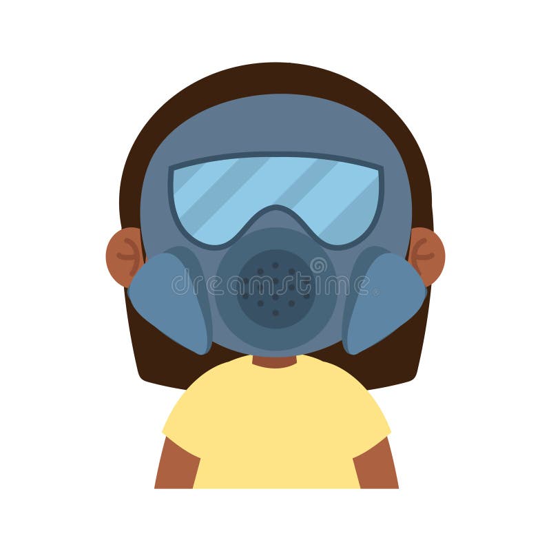 Girl gas mask stock illustration. Illustration of toxic - 357811617