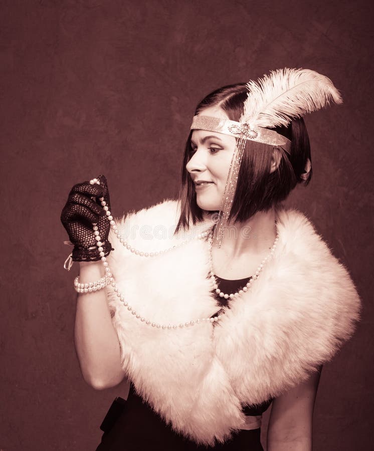 Girl in gatsby style stock image. Image of fashion, decor - 79695937