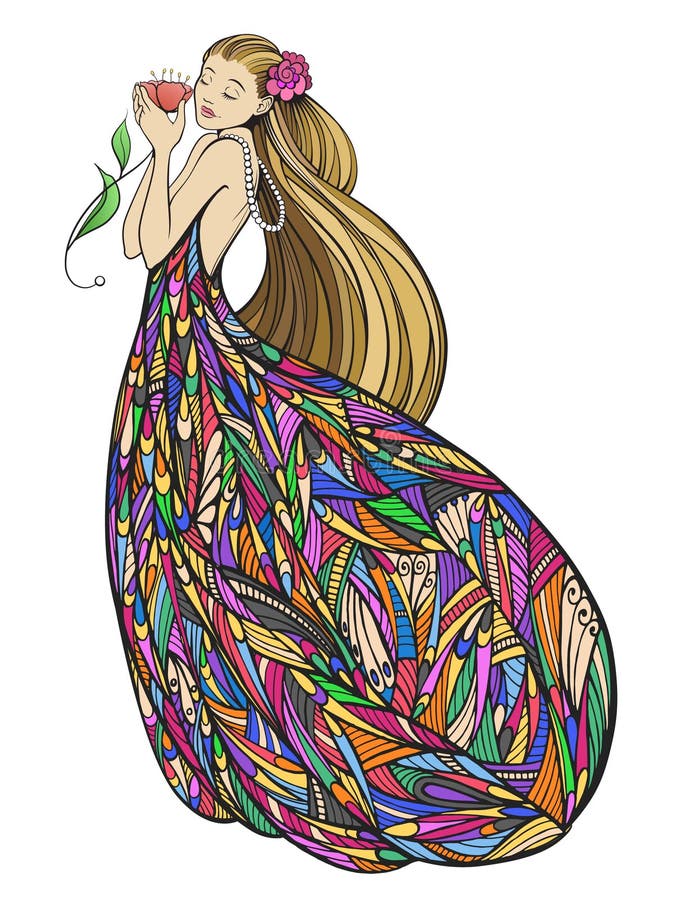 Girl geometrical stock illustration. Illustration of hair - 50293281