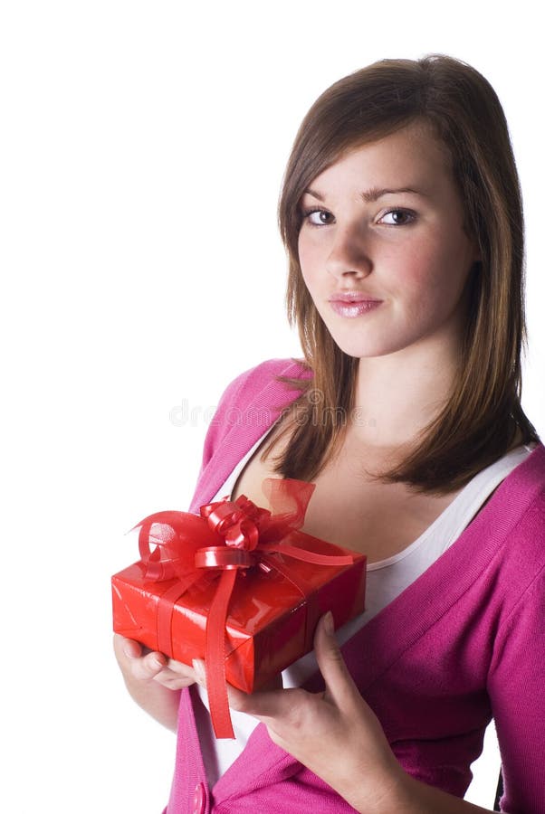 Girl with gift. stock image. Image of pretty, beauty, cute - 6940761
