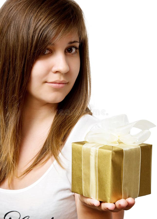 Girl with gift box stock photo. Image of smiling, friendship - 19709392
