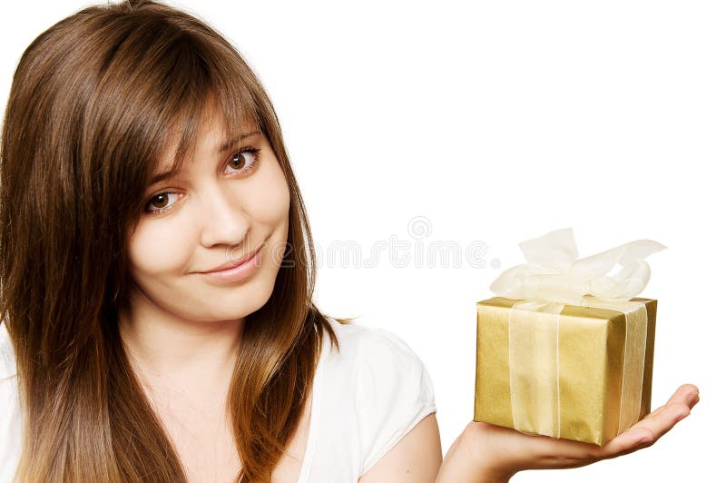 Girl with a gift box stock photo. Image of celebration - 19709466