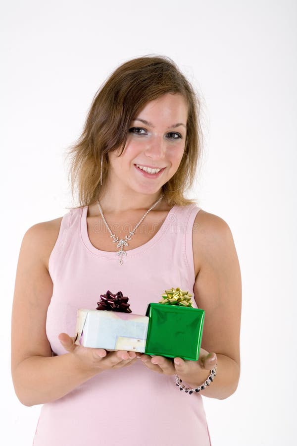 Girl with gift box stock image. Image of curves, gift - 3063769