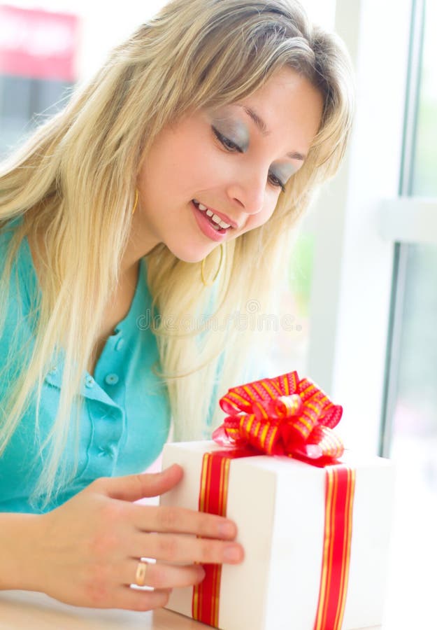 Girl with gift box stock photo. Image of cake, happy - 31095762