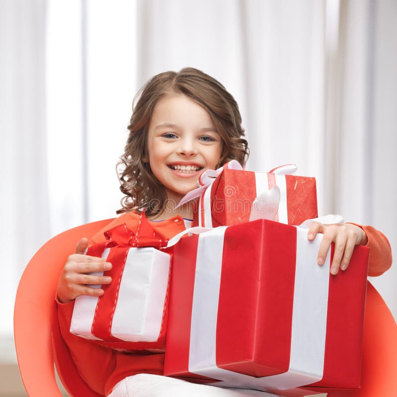 Girl with gift boxes stock image. Image of beautiful - 38343501