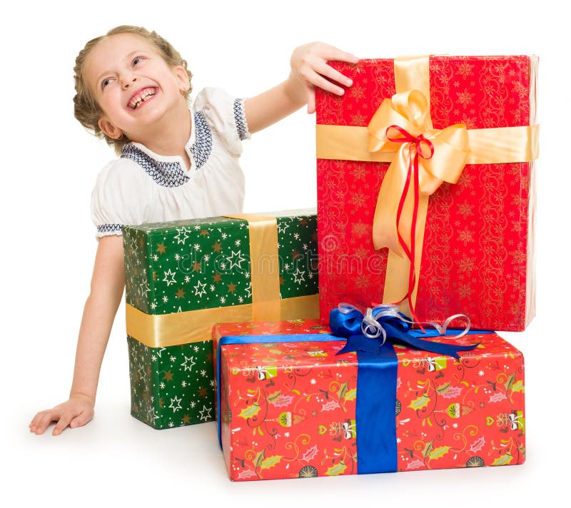 Girl with gift boxes stock photo. Image of sale, palm - 53436852