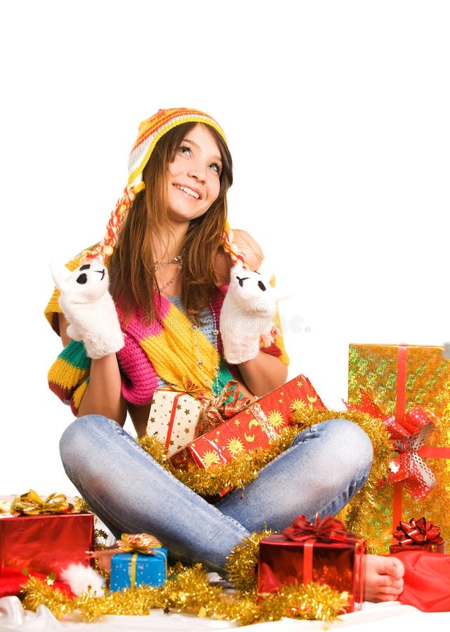 Girl with gifts stock photo. Image of beauty, caucasian - 12119254