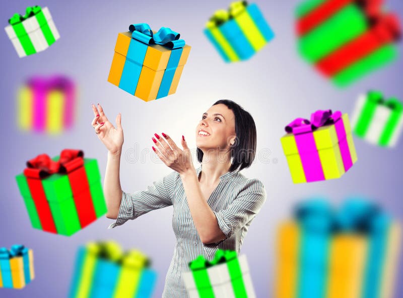 Girl with a gifts stock photo. Image of happy, mood, catches - 51211884