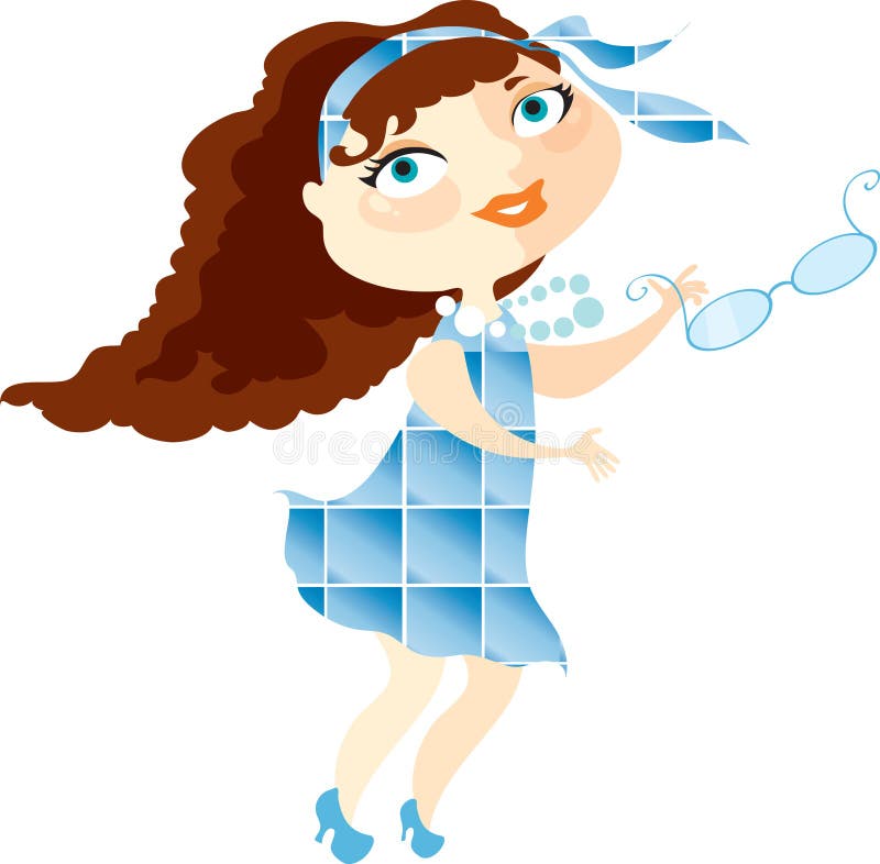 Girl In Dark Dress With Glasses Stock Vector Illustration Of Clothing