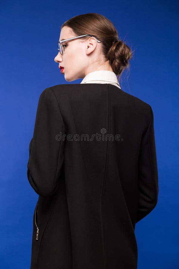 Girl in Glasses Turned Her Back Stock Image - Image of business, girl ...