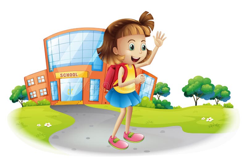 A Girl Going Home from School Stock Vector - Illustration of bushes ...