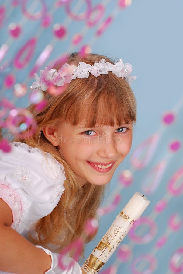 Girl Going To the First Holy Communion Stock Image - Image of flame ...