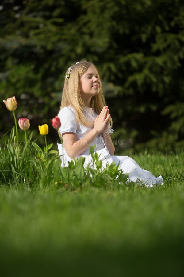 Girl Going To the First Holy Communion Stock Image - Image of hands ...