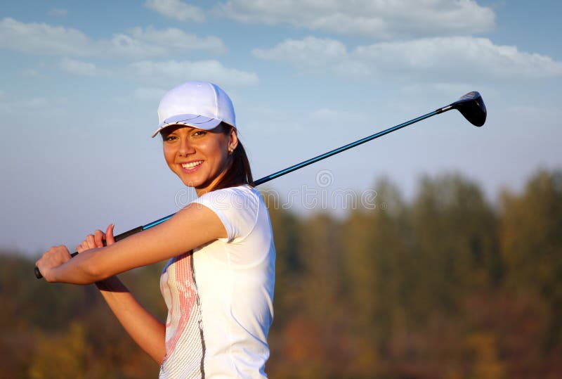 Girl golf player portrait stock photo. Image of cheerful - 29460128