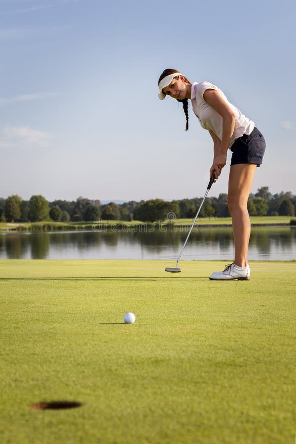 Golfer Sitting in Yoga Posture on Golf Course. Stock Image - Image of ...