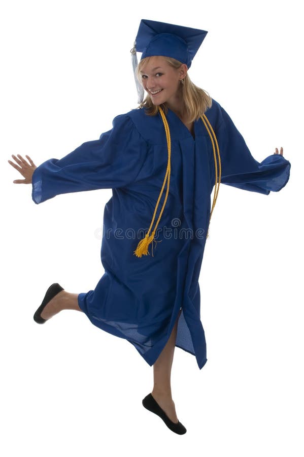 Girl graduate in blue gown stock image. Image of proud - 12720703