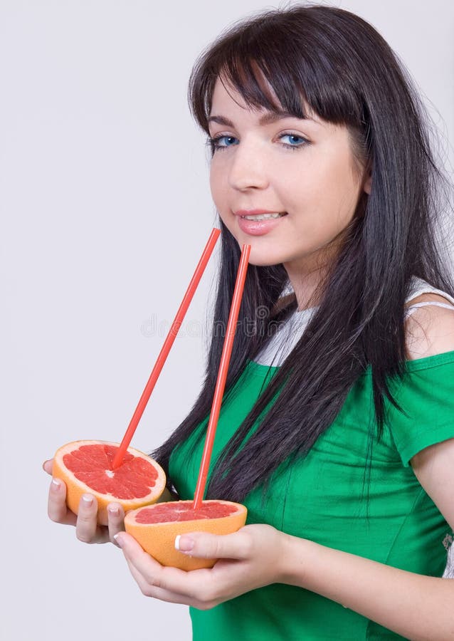 Girl with grapefruit stock image. Image of fruit, grapefruit - 21713507