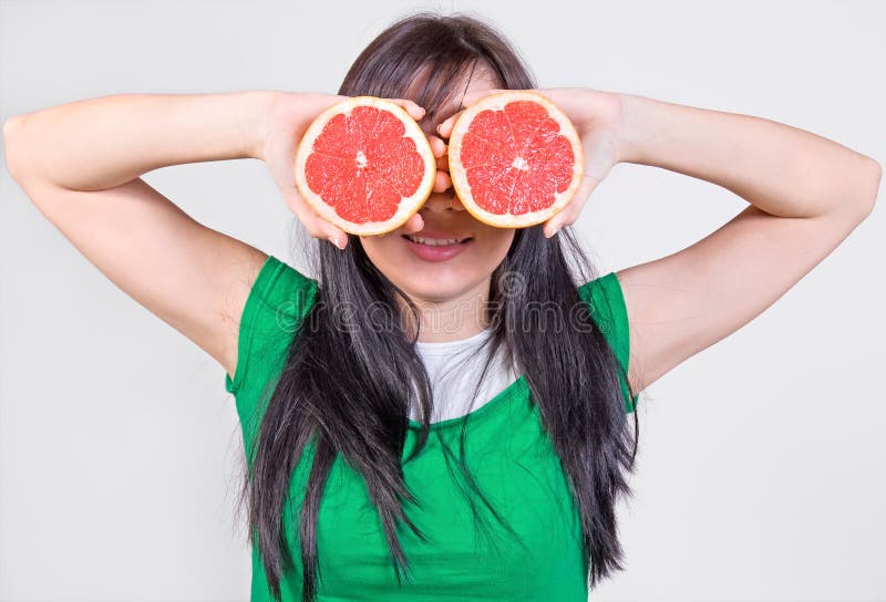 Girl with grapefruit stock image. Image of food, diet - 26209595