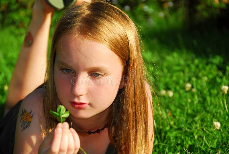 Girl grass stock image. Image of ecology, natural, outside - 1850987