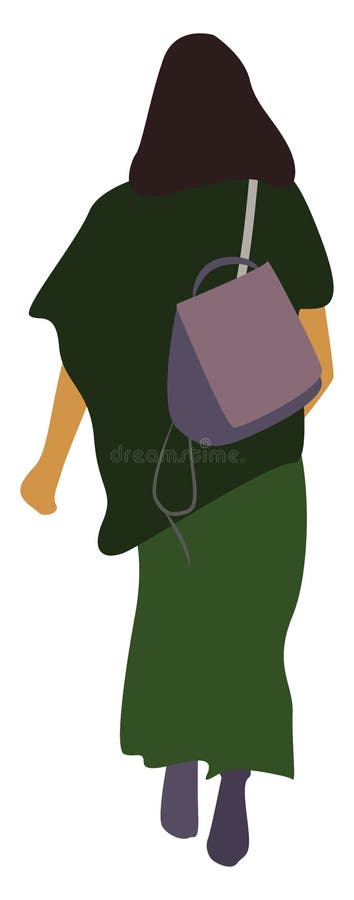 Girl in Green Vector or Color Illustration Stock Vector - Illustration ...