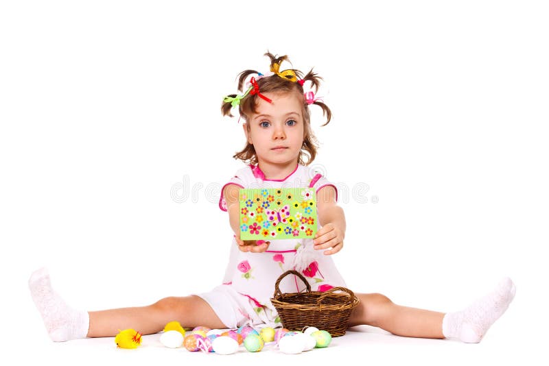 Girl with greeting card stock photo. Image of preschooler - 23459290