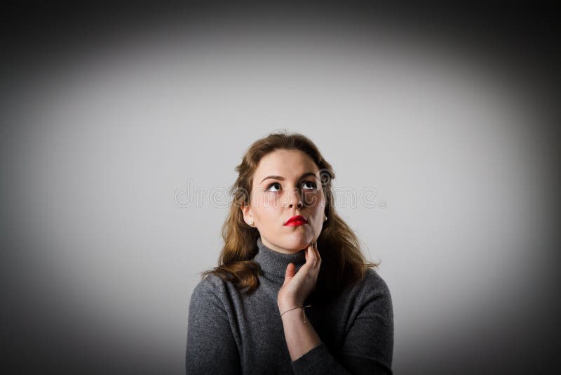 Girl in grey stock photo. Image of inspiration, misunderstanding - 51897232
