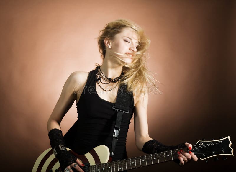 Girl with guitar stock photo. Image of performance, concert - 11912456