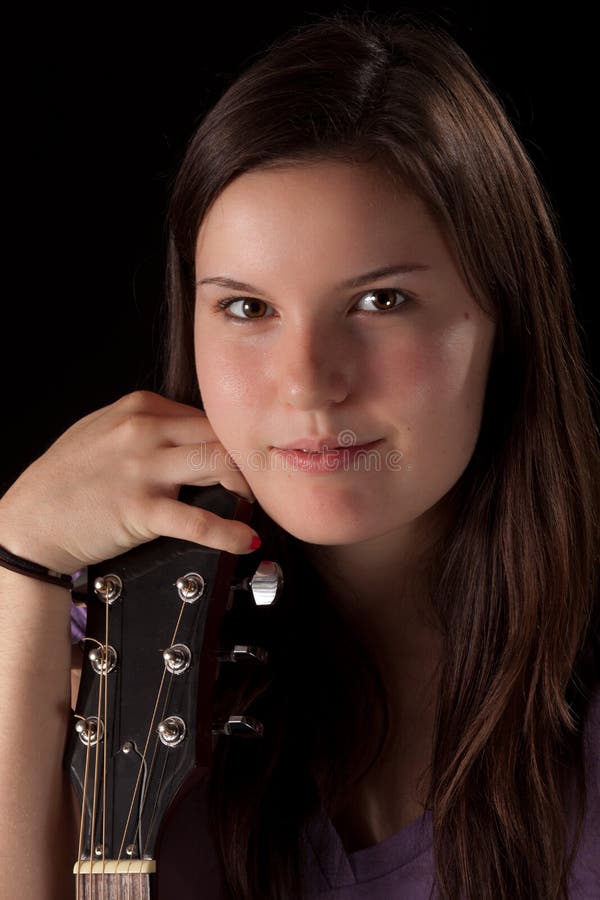 Girl with guitar stock photo. Image of beautiful, model - 27090876