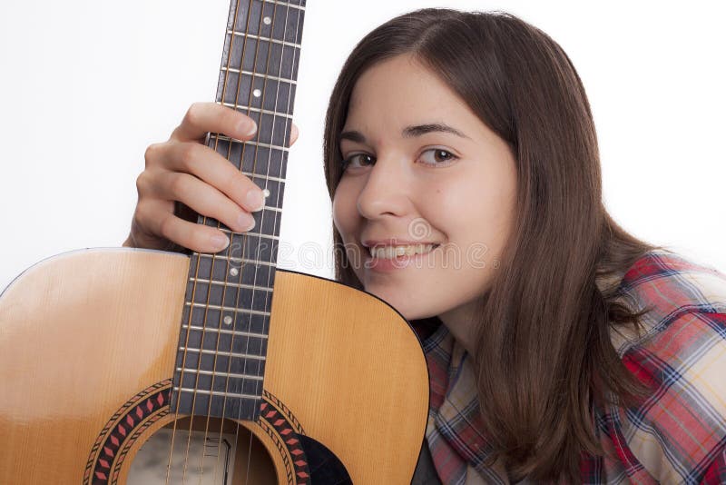 Girl Playing Guitar on Christmas Eve Stock Photo - Image of gift ...
